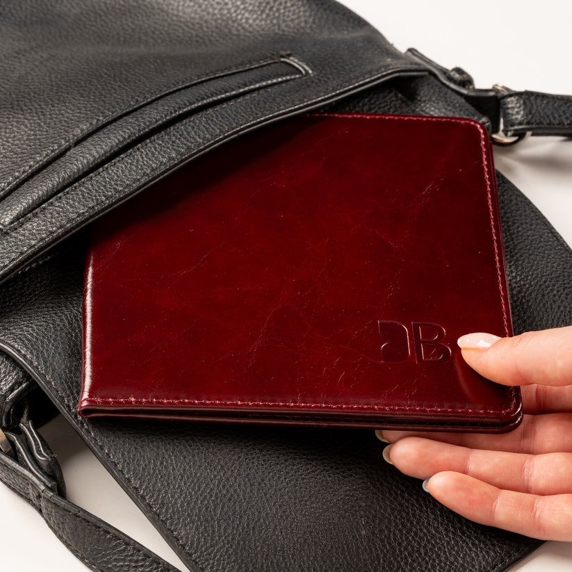 Disabled Blue Badge Parking Permit Wallet in Burgundy Leather - UK Mad ...