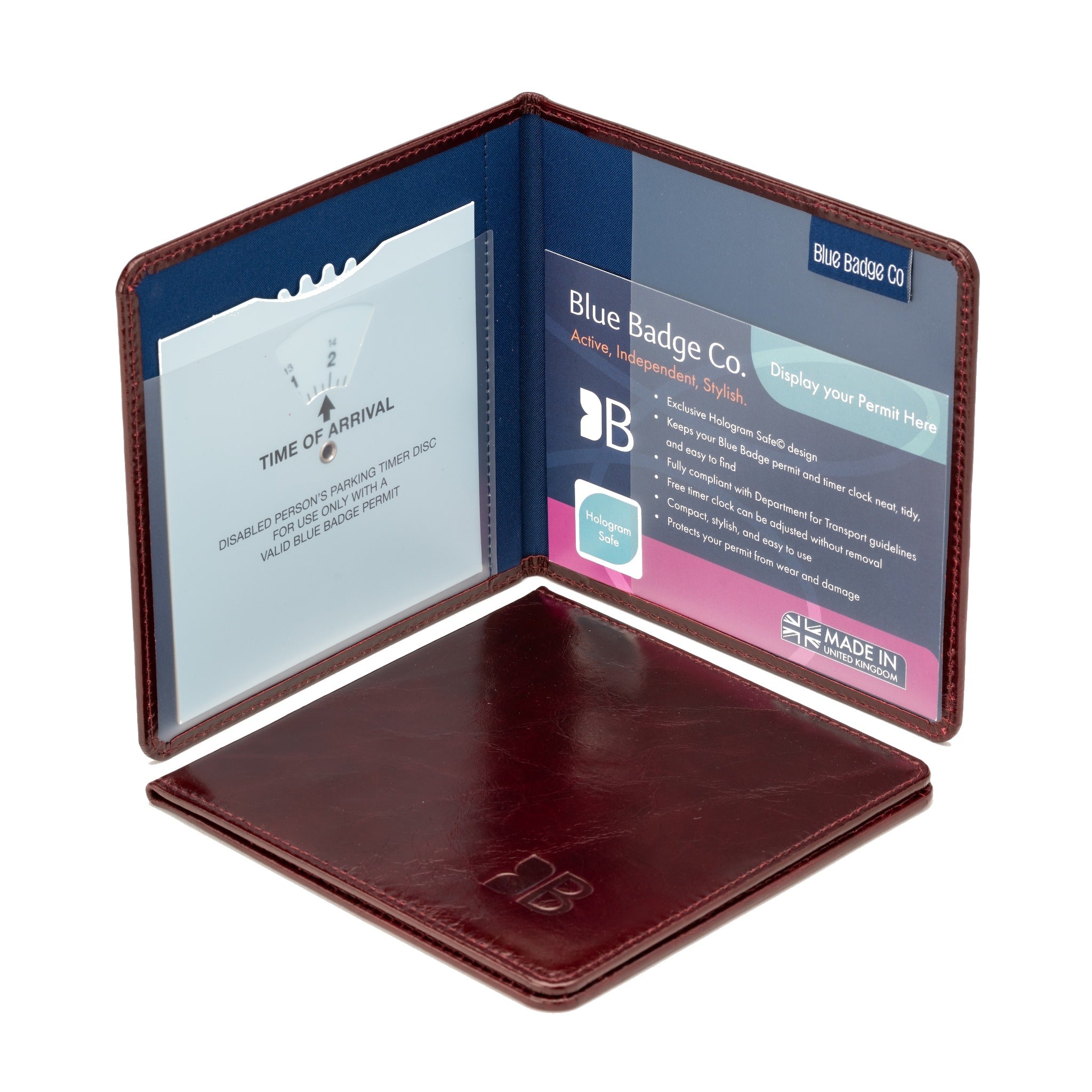 Disabled Blue Badge Parking Permit Wallet in Burgundy Leather - UK Mad ...