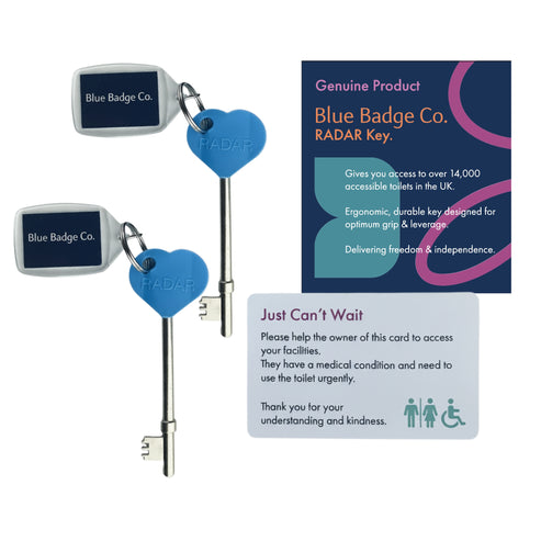 Twin Pack RADAR Keys Blue Badge Co | Buy 2 Save More + Just Can't Wait Card