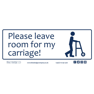 Disabled Car Sticker Rectangle - Please leave room for my carriage ...