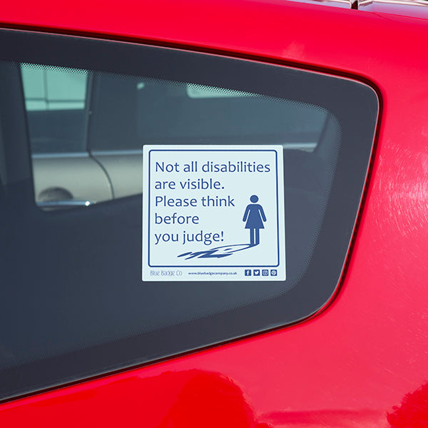 Disabled Car Sticker Square - Not all disabilities are visible. Please ...