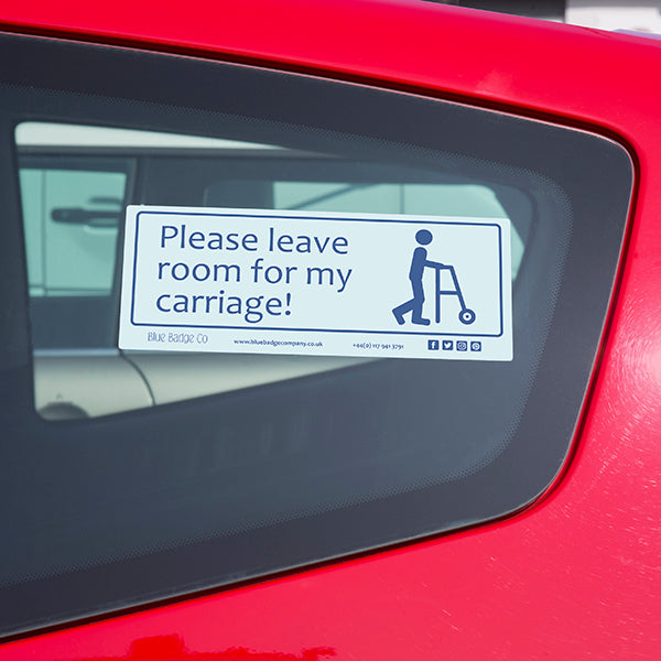 Disabled Car Sticker Rectangle - Please leave room for my carriage ...